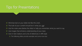 Citing Sources in APA Style in a Presentation | PPTX