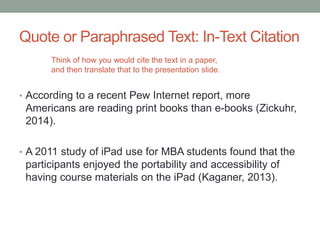 Citing sources in presentations | PPTX | Tablets and E-readers ...