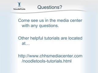 Citing Sources with Noodletools | PPT