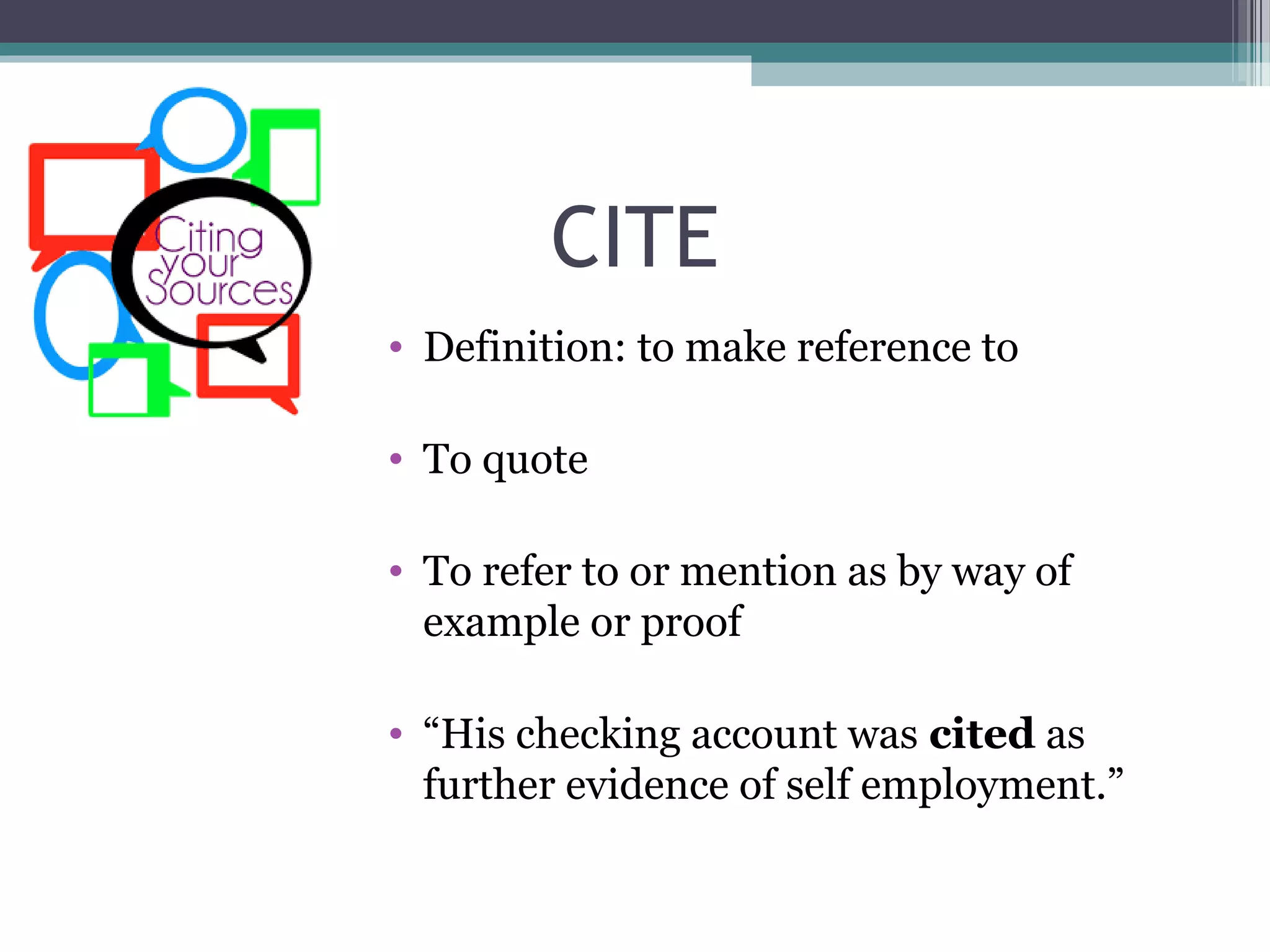 Citing Textual Evidence Vocabulary | PPT