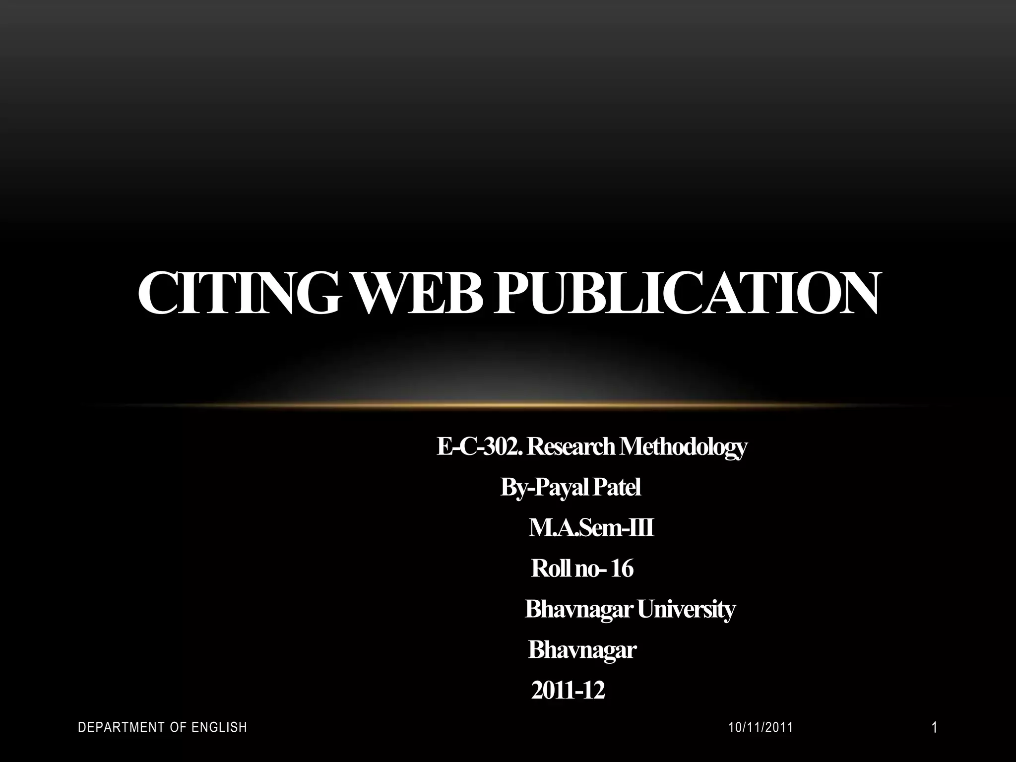 Citing web publication. | PPTX