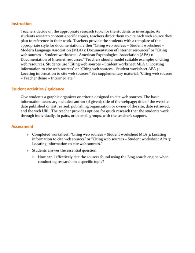 Citing web sources_lesson_plan_intermediate | PDF