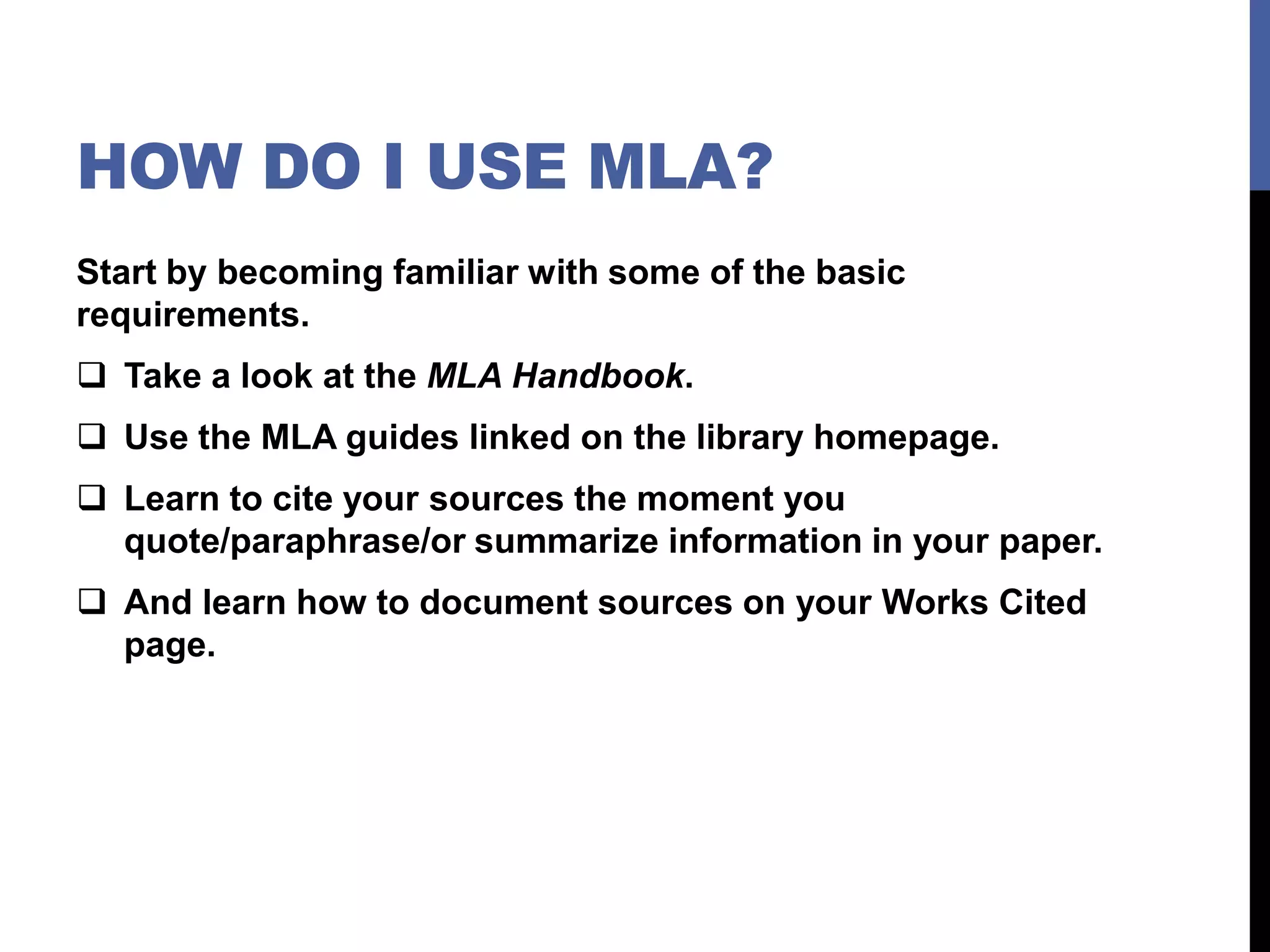 Citing with MLA | PPTX