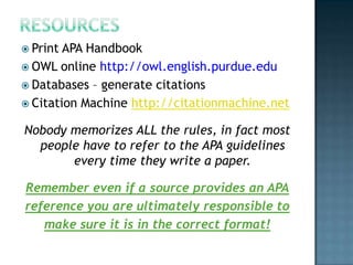 Citing Your Sources - APA | PPTX
