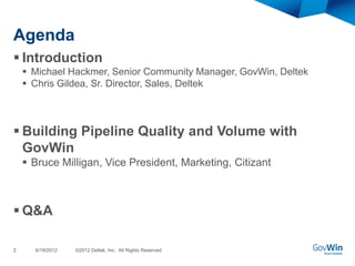 Win and Manage more Government Business with GovWin CRM | PDF