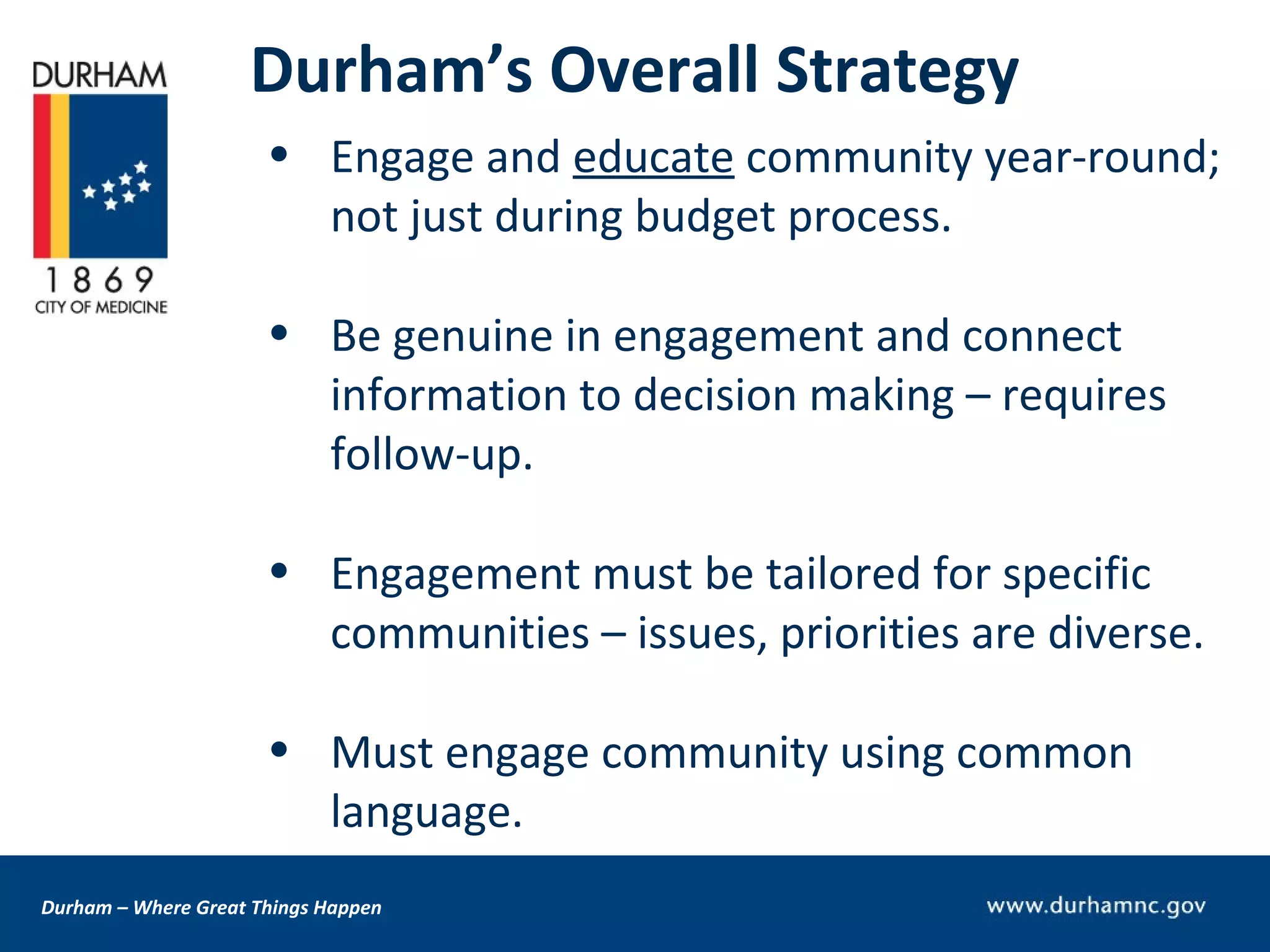 Citizen Engagement Presentation - City of Durham | PPT