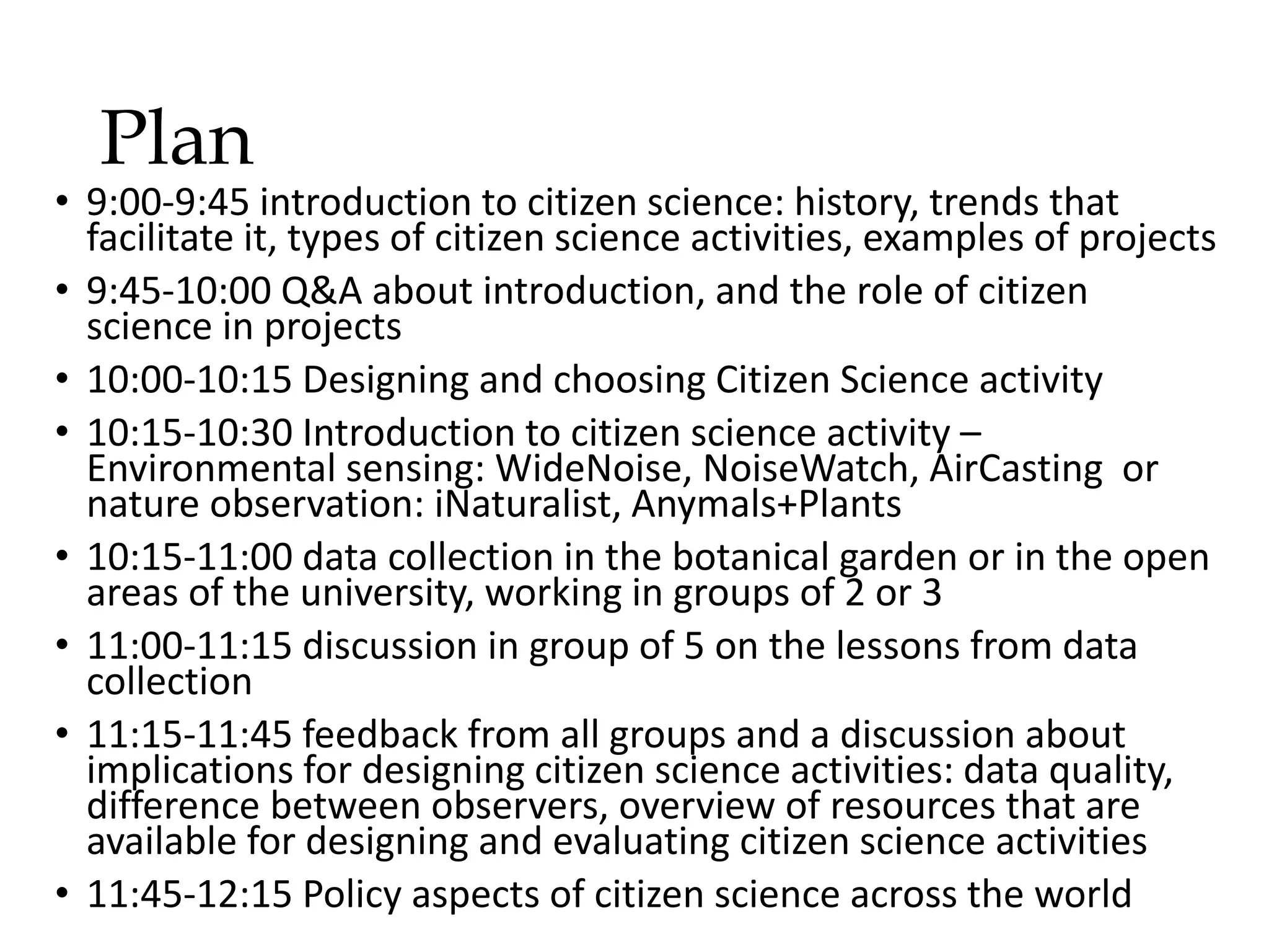 Citizen science - theory, practice & policy workshop | PDF