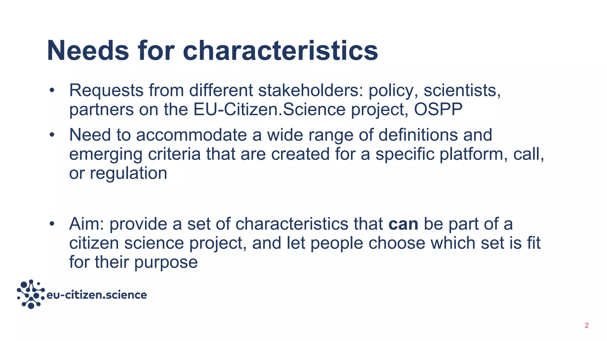 Citizen science characteristics webinar | PDF