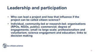 Citizen science characteristics webinar | PPT