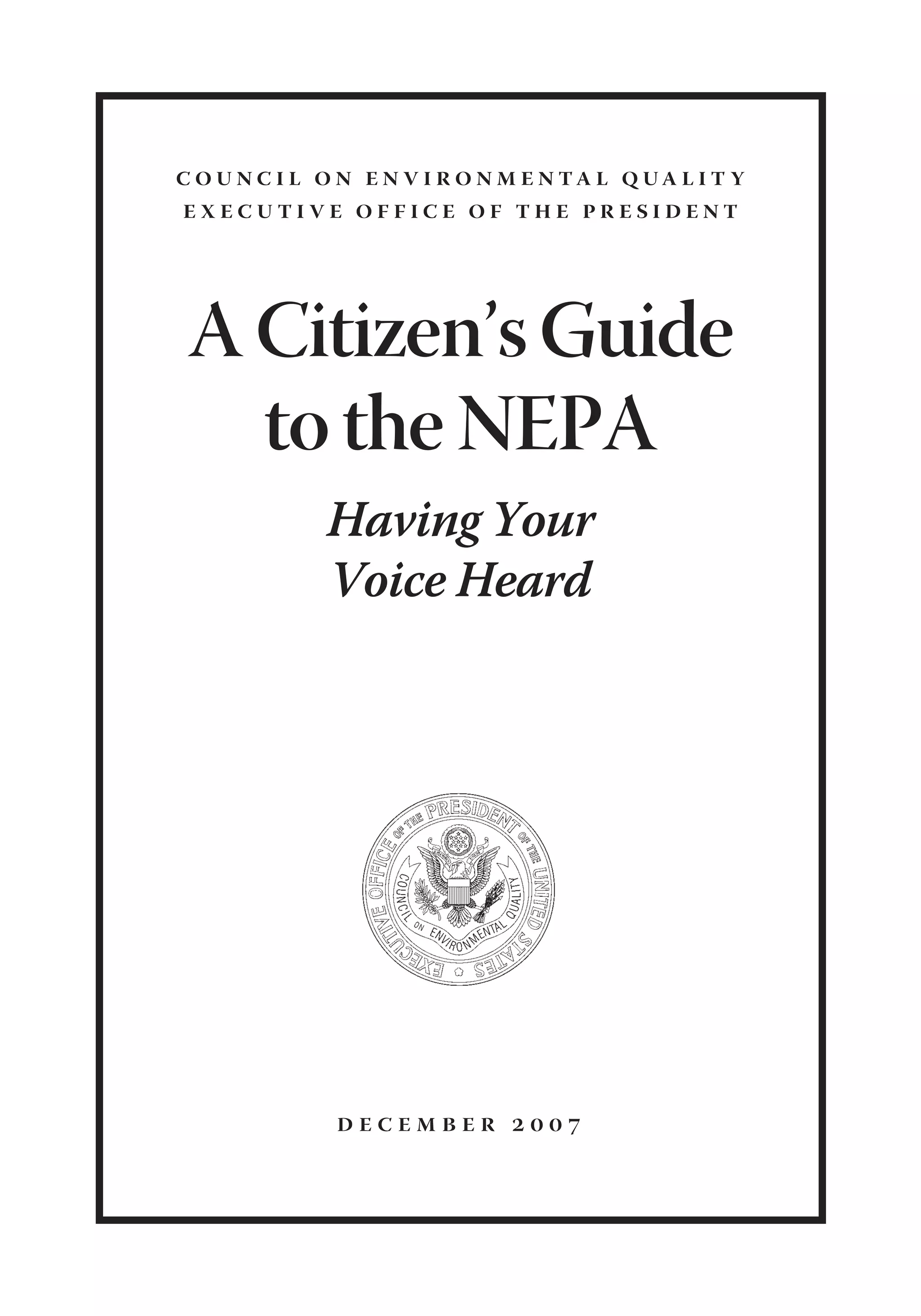 Citizens Guide To NEPA | PDF