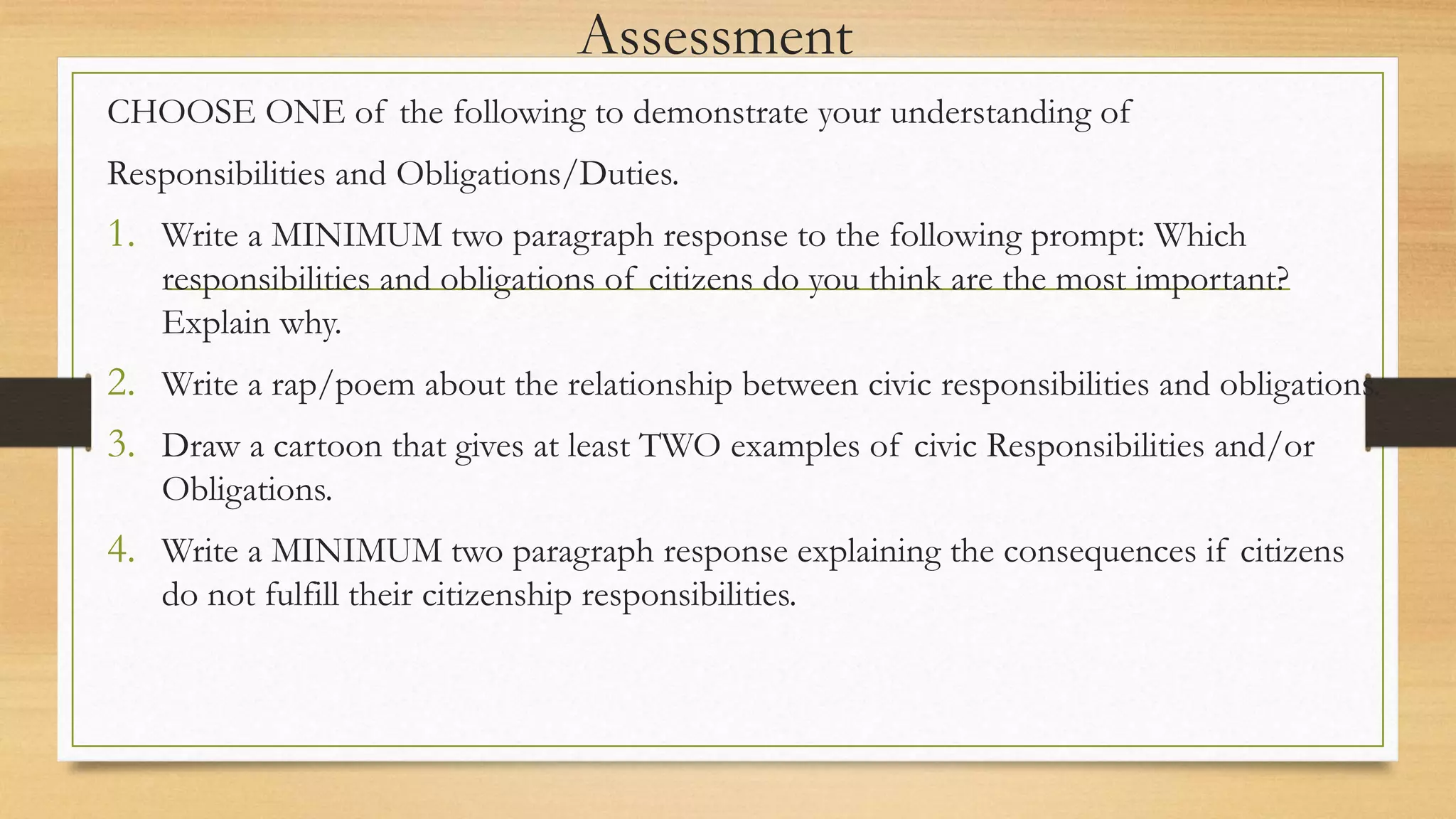 Citizenship Rights, Responsibilities & Obligations/Duties | PPTX ...