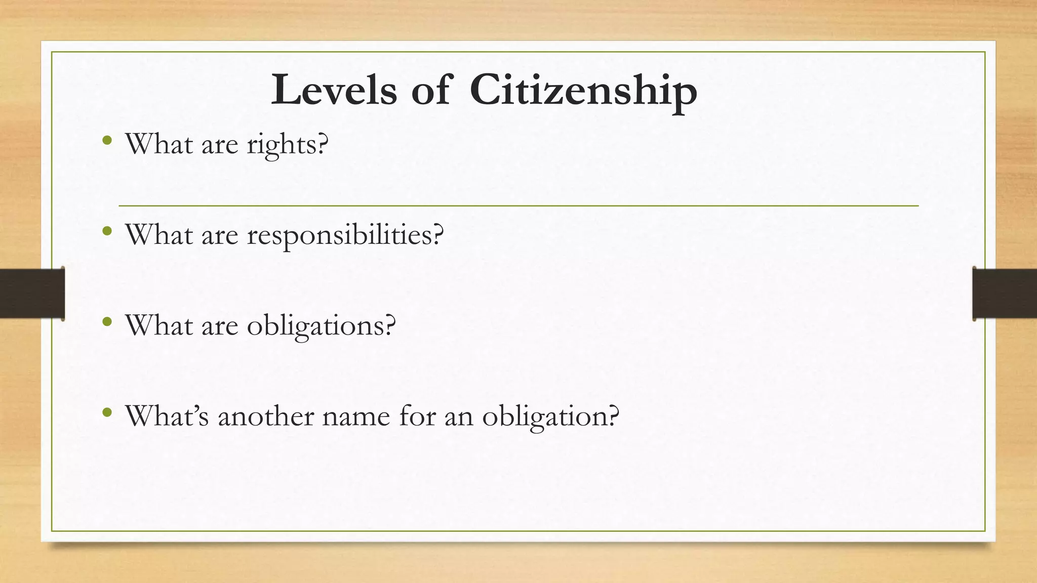 Citizenship Rights, Responsibilities & Obligations/Duties | PPTX ...
