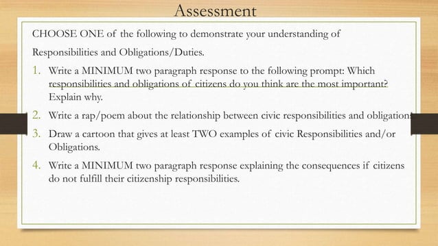 Citizenship Rights, Responsibilities & Obligations/Duties | PPTX ...