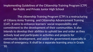 Citizenship-training-program-CTP-.pptx DEPED ORDER NO. 21, S. 2019 | PPTX