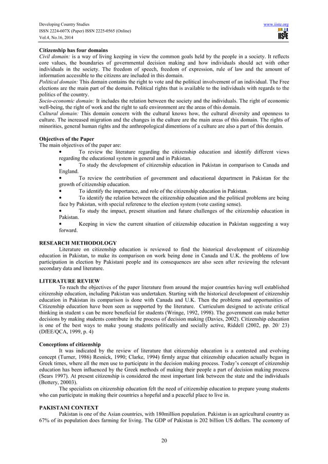 Citizenship education in pakistan | PDF