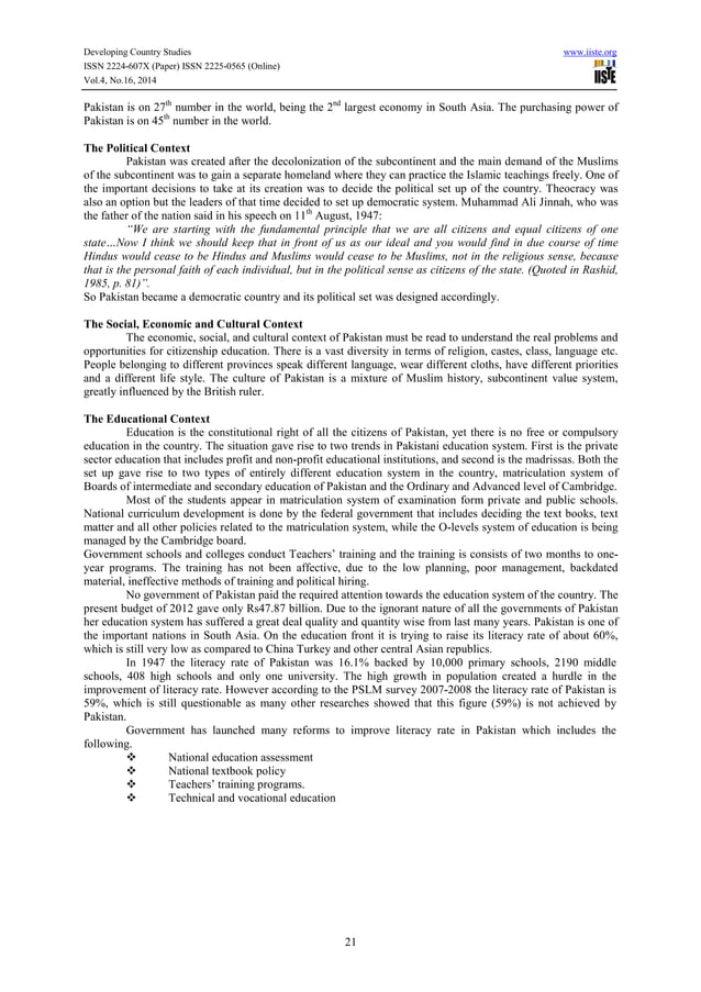 Citizenship education in pakistan | PDF