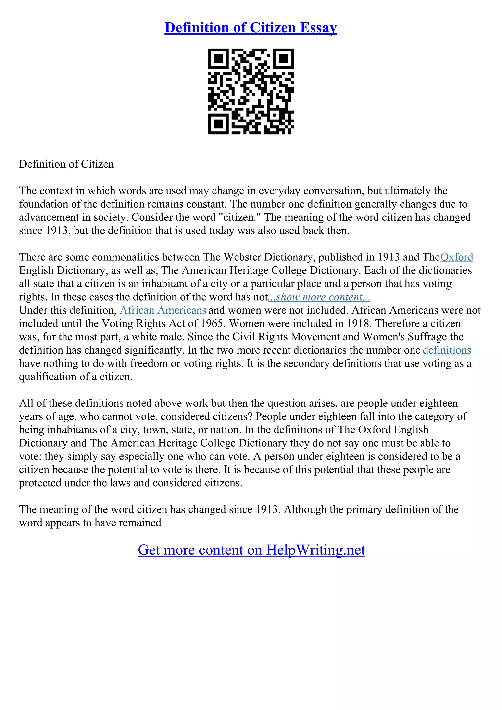 Citizenship Essay | PDF