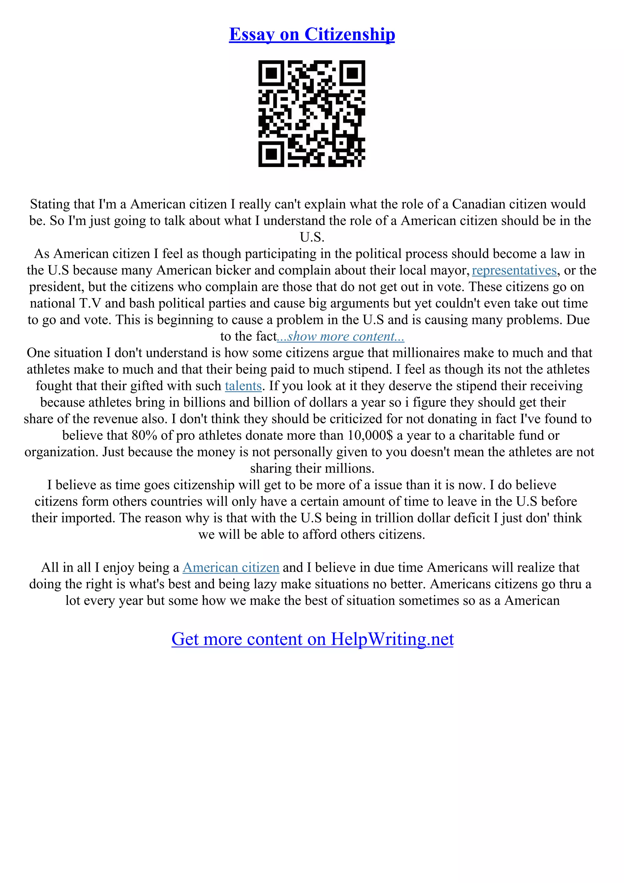 Citizenship Essay | PDF