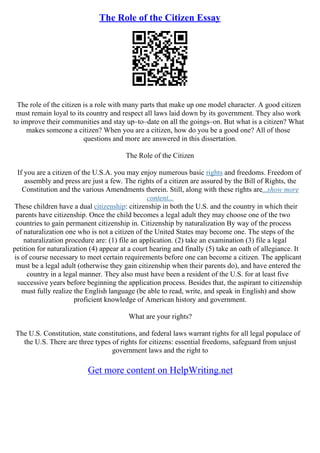 Citizenship Essay | PDF
