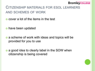 Citizenship in esol presentation | PPTX