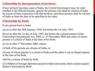 Citizenship rules in india | PPTX