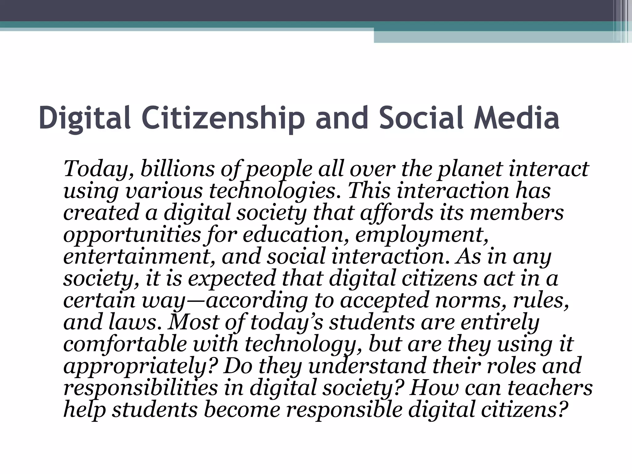 Digital Citizenship and Social Media | PPT