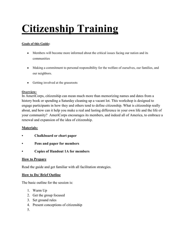 Citizenship training | PDF