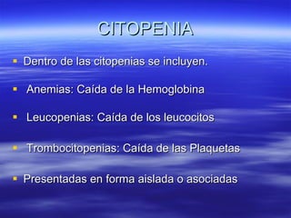 Citopenias Enfermeria | PPT