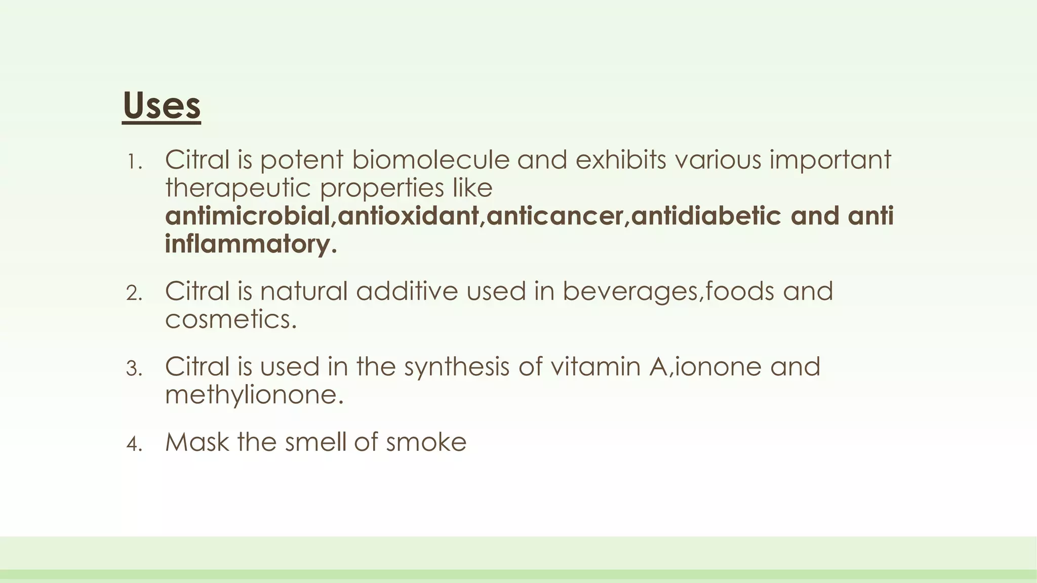 Citral - isolation,identification and structure elucidation | PDF