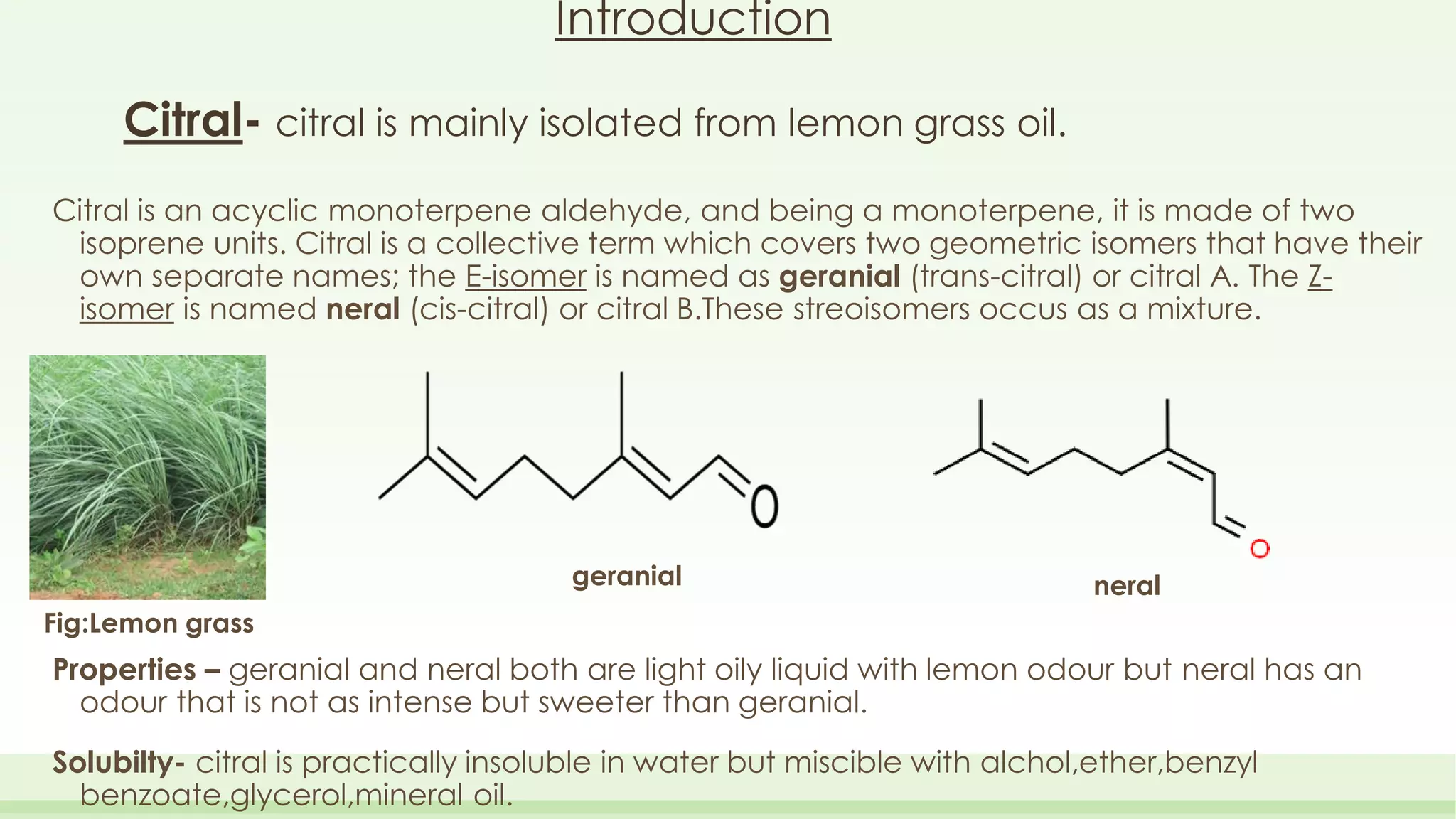 Citral - isolation,identification and structure elucidation | PDF