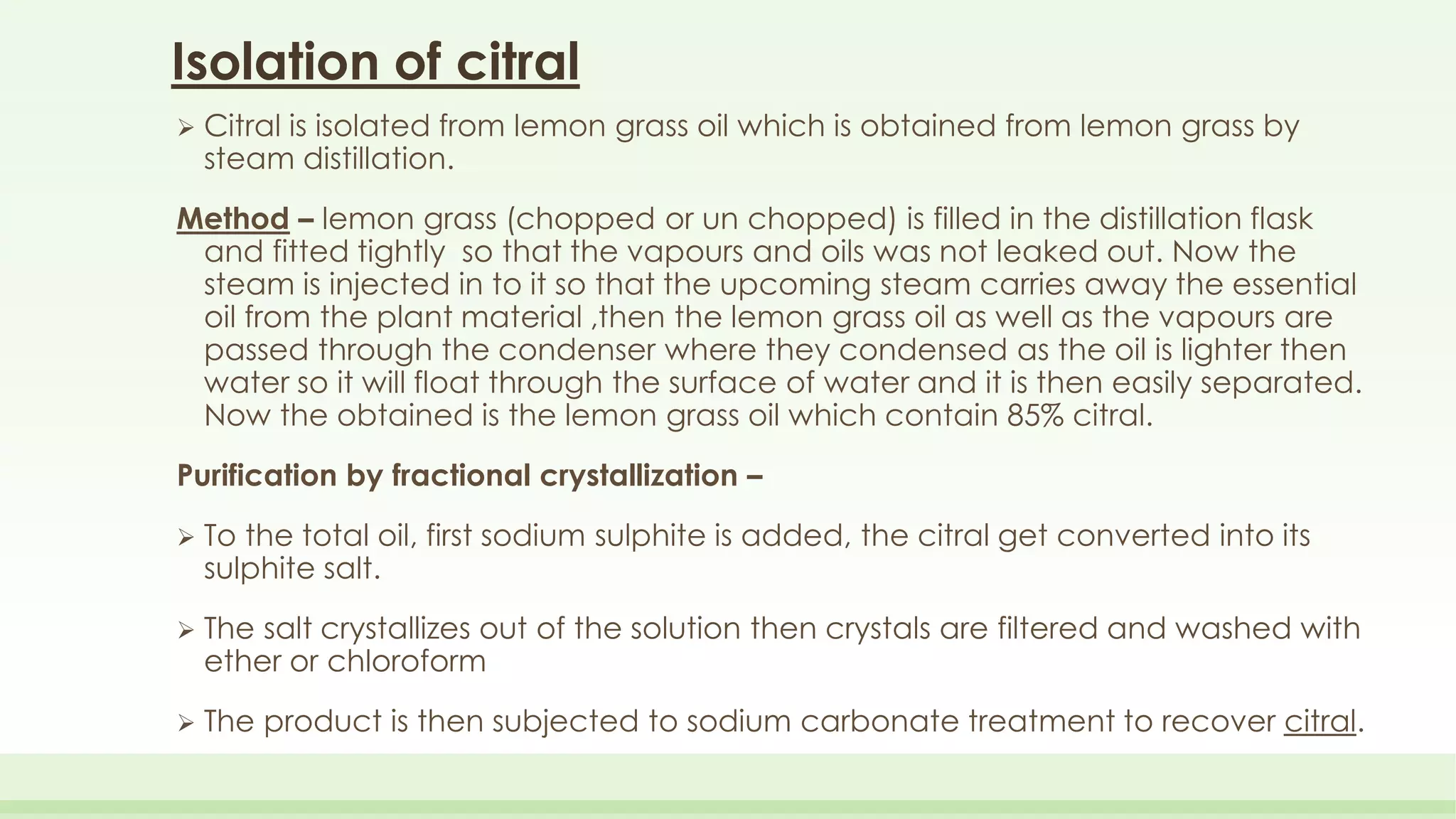 Citral - isolation,identification and structure elucidation | PDF