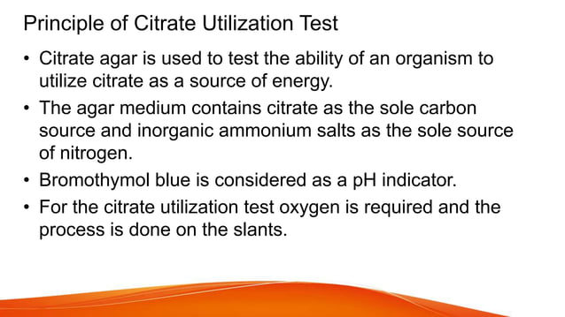 CITRATE UTILIZATION TEST.pptx | Chemistry | Science
