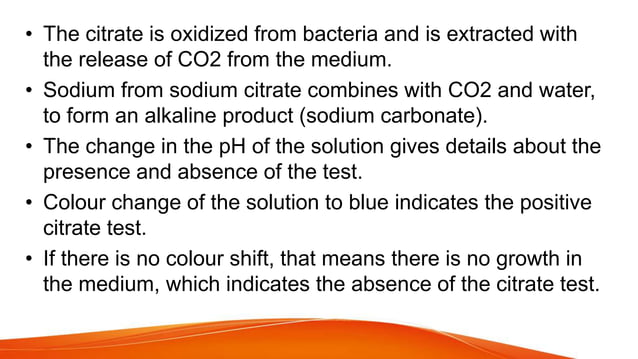 CITRATE UTILIZATION TEST.pptx | Chemistry | Science