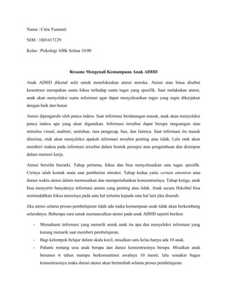 Citra Yunianti_1801617129_Resume Mengenali Kemampuan Anak ADHD | DOCX