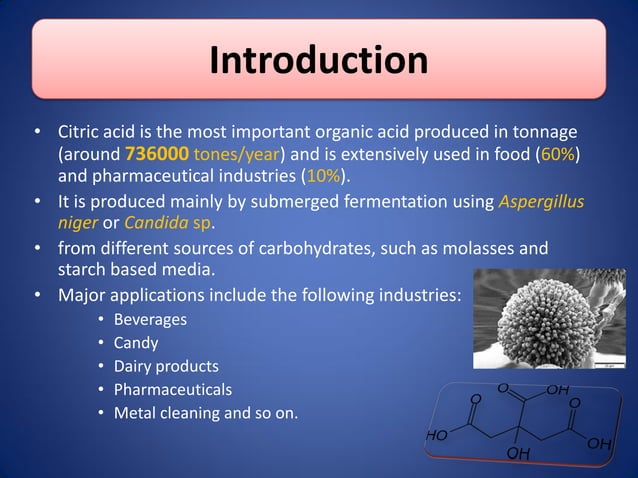 Citric Acid Fermentation | PDF | Chemistry | Science