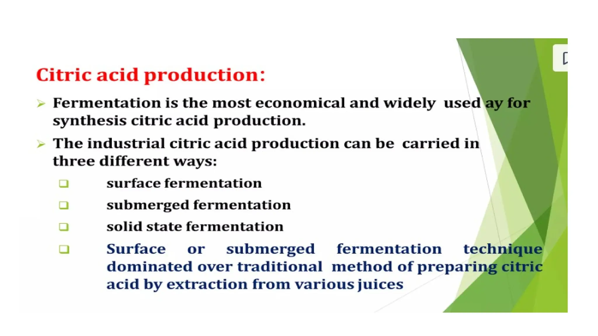 CITRIC ACID production its applications | PPTX