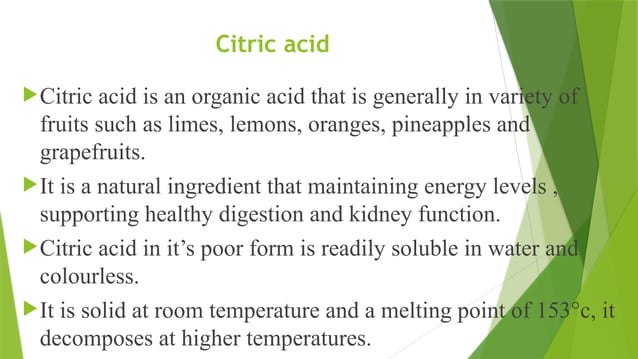 citric acid. production. Industrial production | PPT