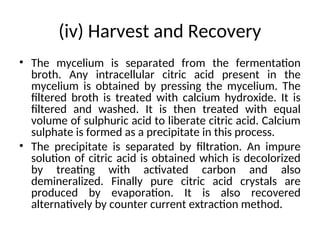 Citric Acid it's process and their description | PPT
