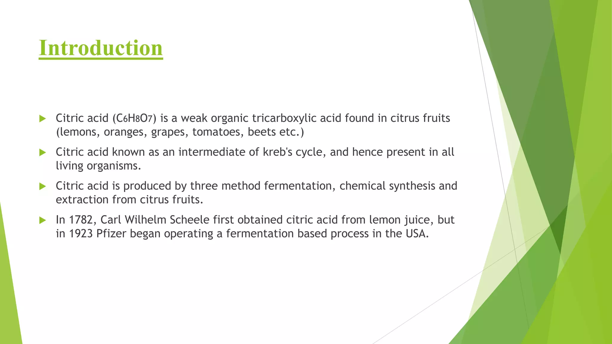CITRIC ACID PRODUCTION | PPTX