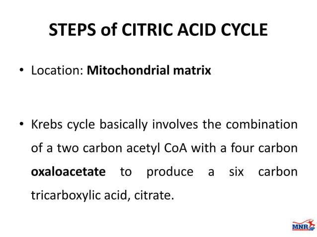 Citric acid cycle (TCA cycle) by Dr. Anurag Yadav | PPTX