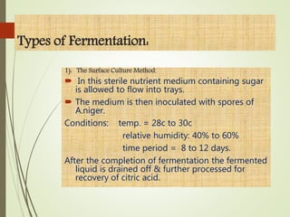 Citric Acid Fermentation- Pharmaceutical Microbiology | PPTX