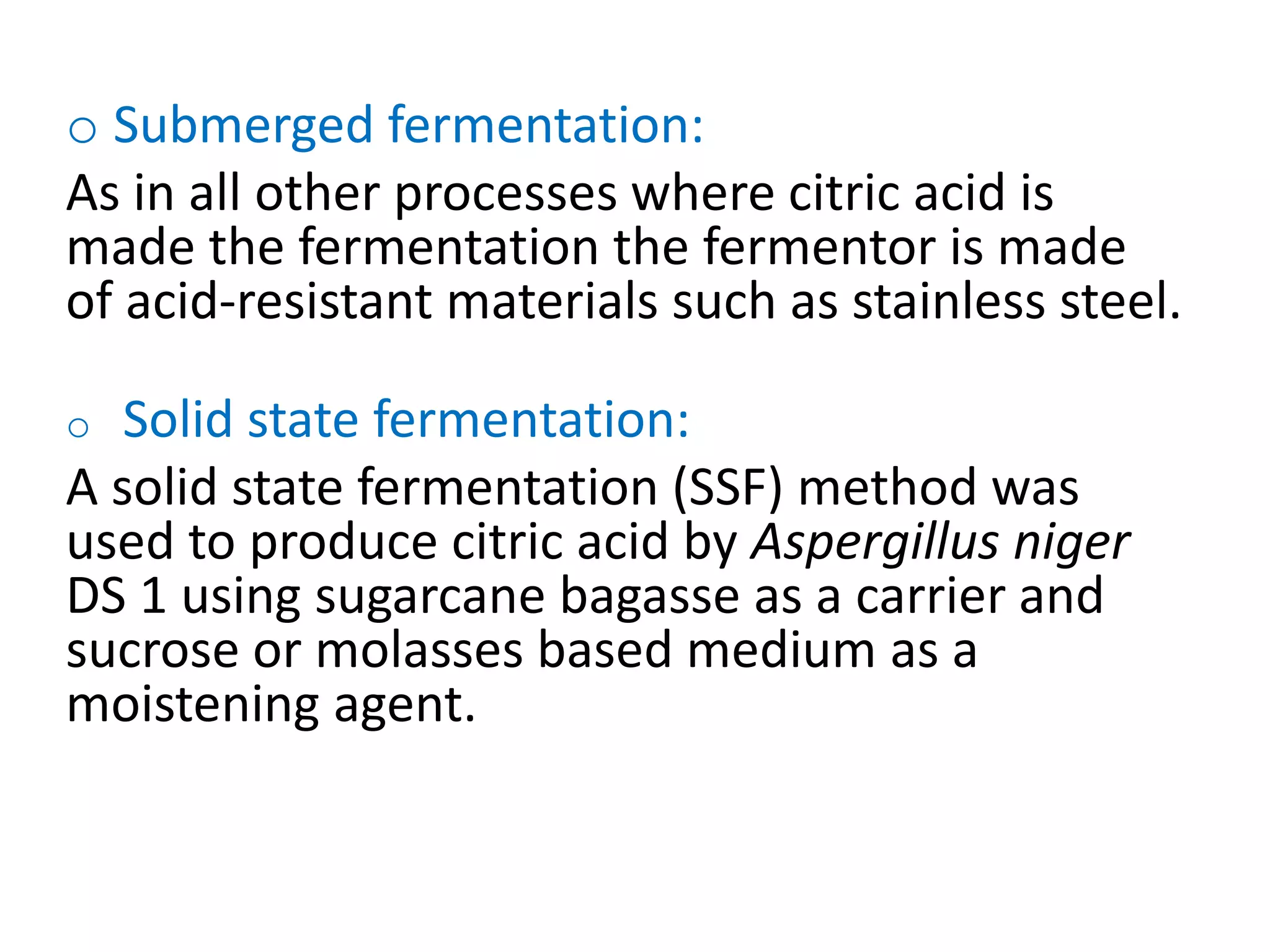 Citric Acid Production | PPTX