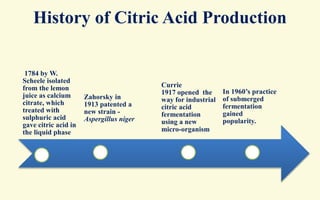Citric acid production | PPTX