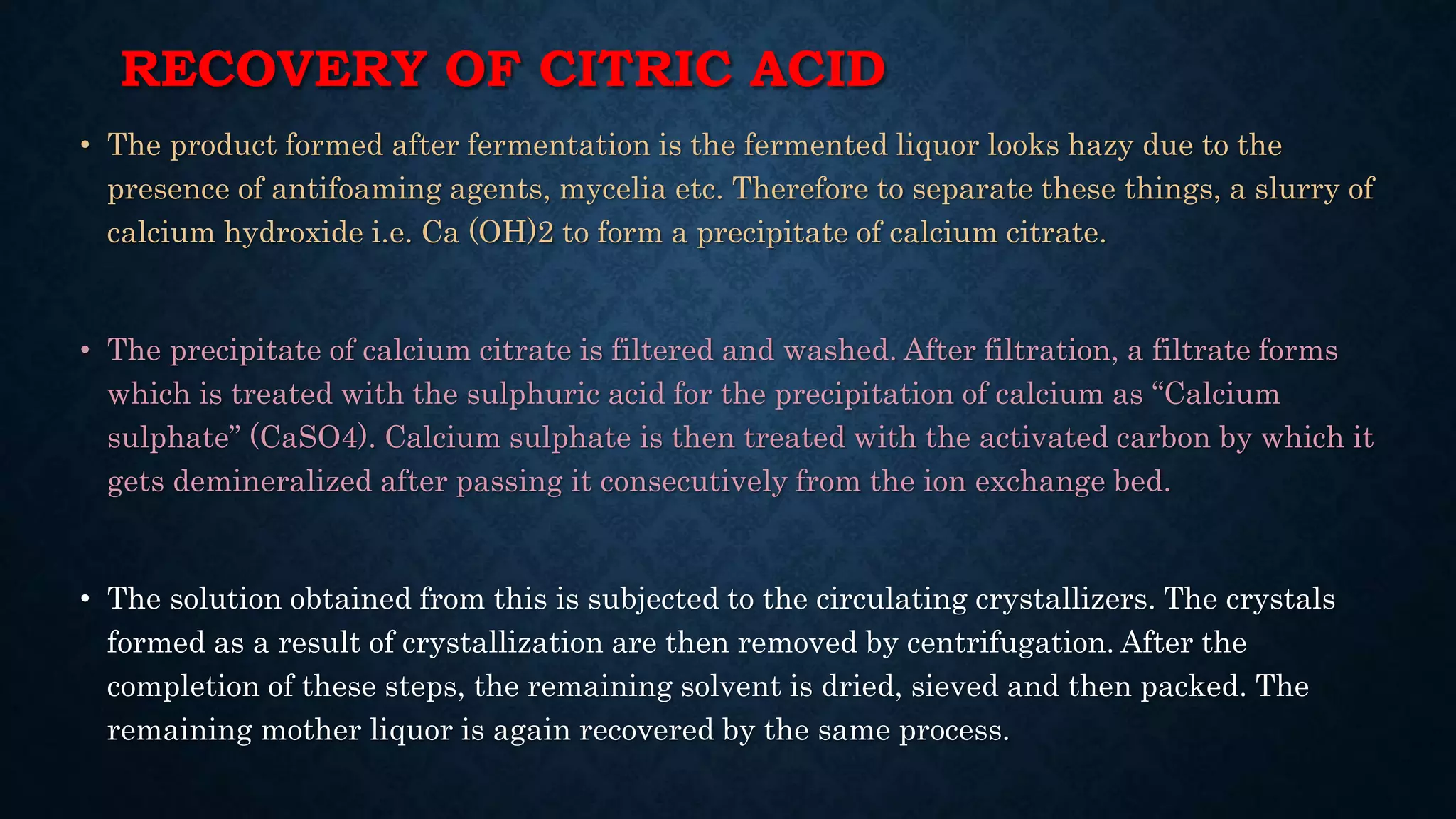 Citric acid production | PPTX