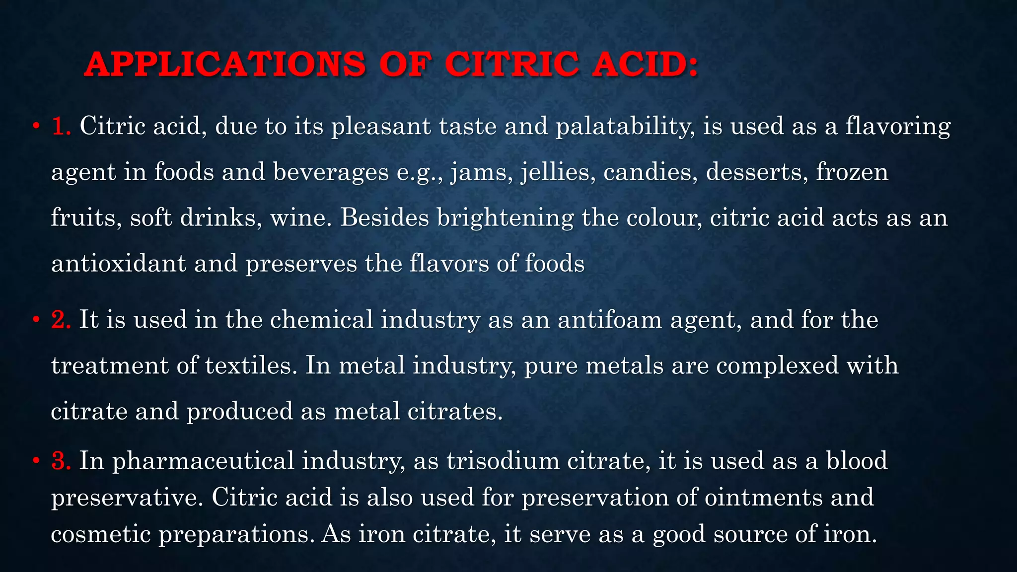 Citric acid production | PPTX