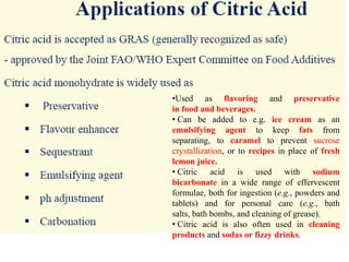 Citric acid production | PPTX