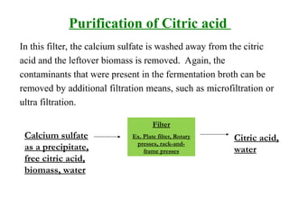 Citric Acid Report (details of Production Processes) | PPT