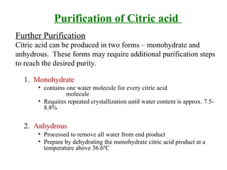 Citric Acid Report (details of Production Processes) | PPT
