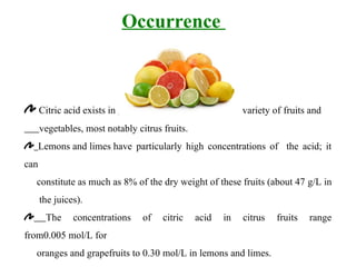 Citric Acid Report (details of Production Processes) | PPT