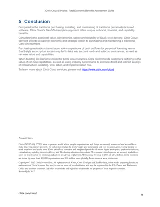 Citrix Cloud Services: Total Economic Benefits Assessment Guide | PDF